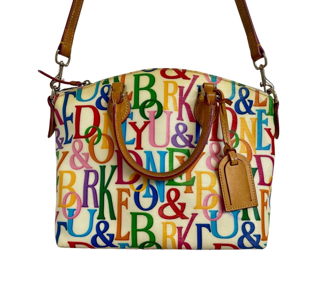 Dooney & Bourke Retro Grafica Logo Multicolor Rainbow Covered Canvas ...