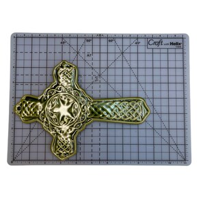 Vintage Glazed Green Ceramic Irish Celtic Cross Wall Plaque With Relief ...