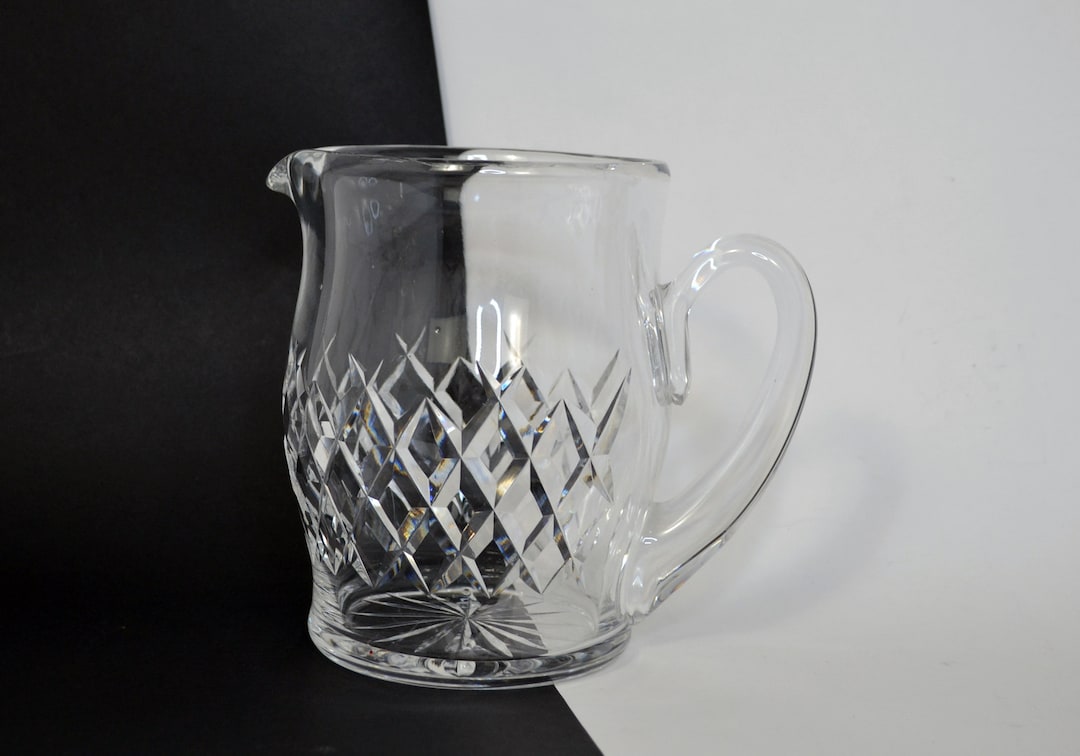 6.25" Heavy Crystal Pitcher With Deep Diamond Pattern and a Star on the ...