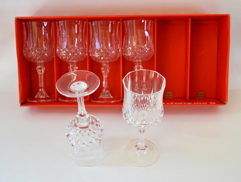 Set of 6 (six) Vintage Genuine 24% Pbo Lead Crystal Longchamp Stemmed ...