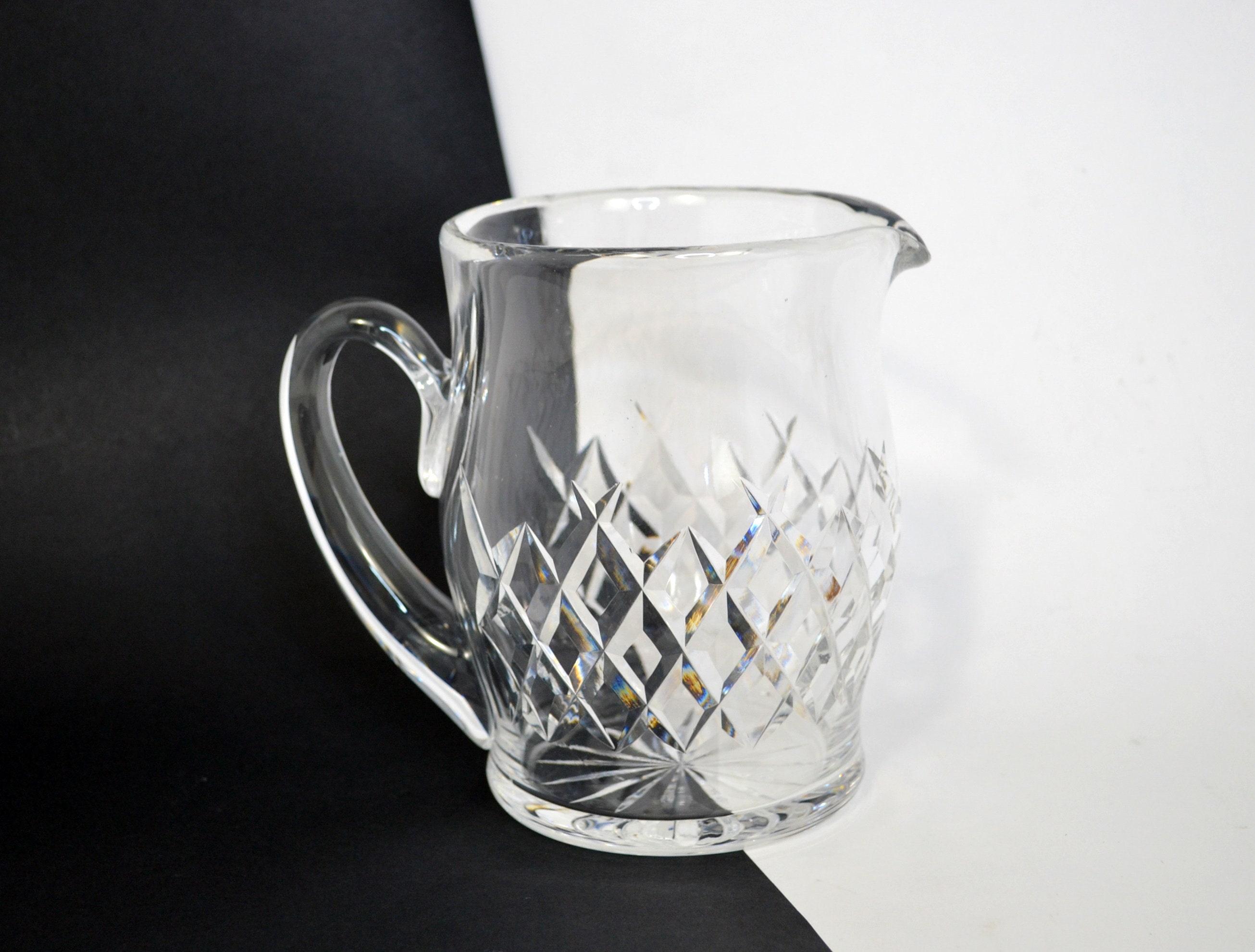 6.25 Heavy Crystal Pitcher With Deep Diamond Pattern and - Etsy