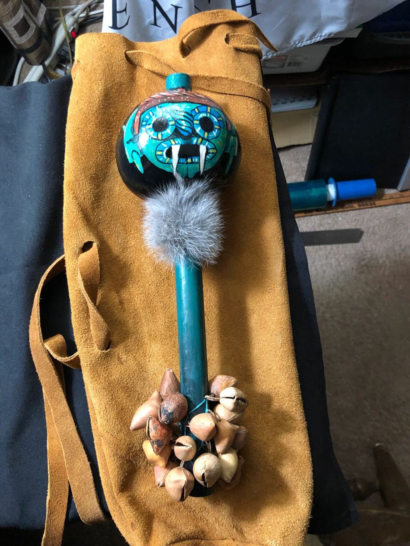 Tlaloc Aztec Rain God Ayacaxtli Sonajero Hand Rattle 12 | Etsy