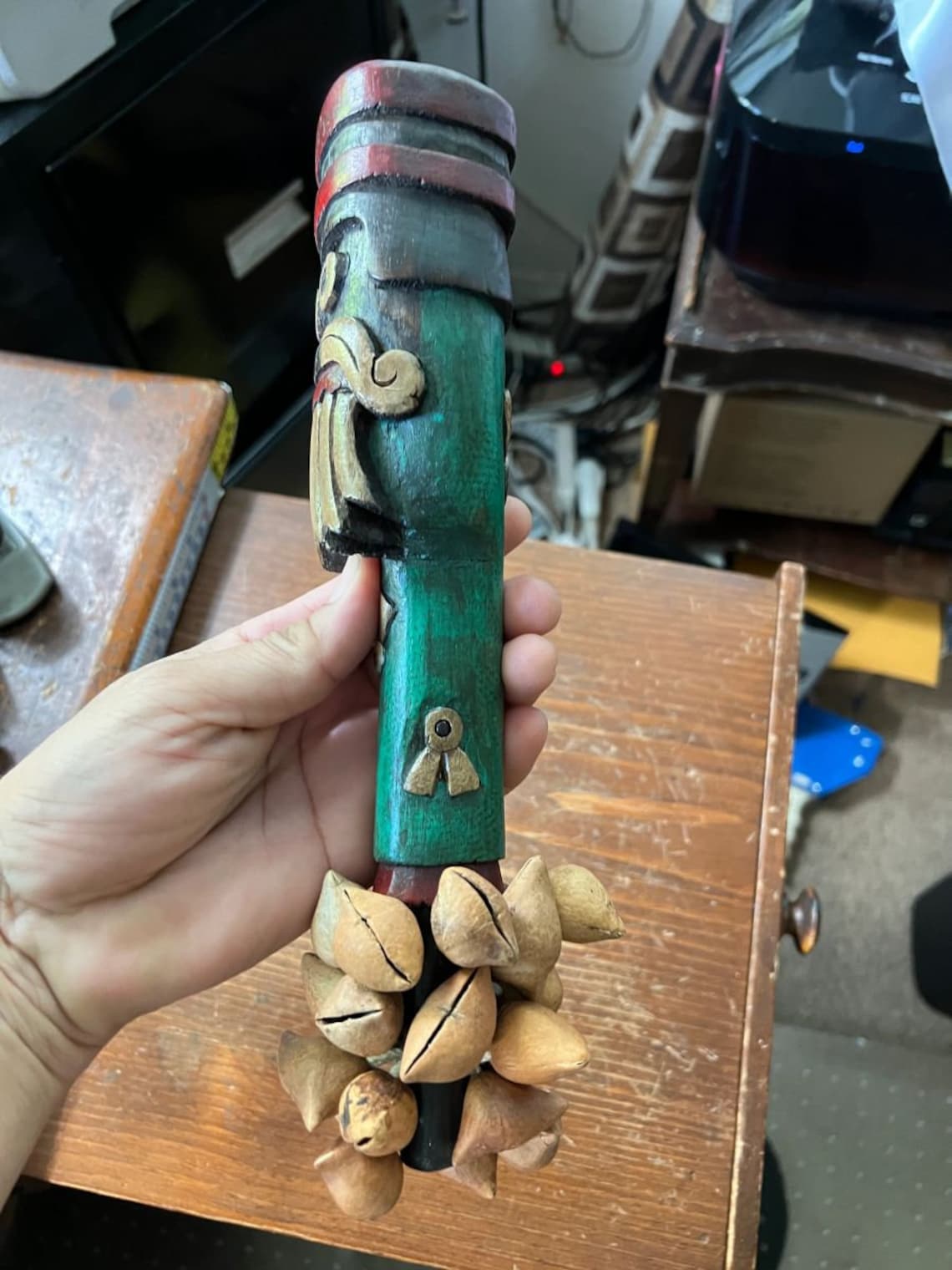 Tlaloc Aztec Dance Rattle 12 Ayoyotes Sonajera - Etsy