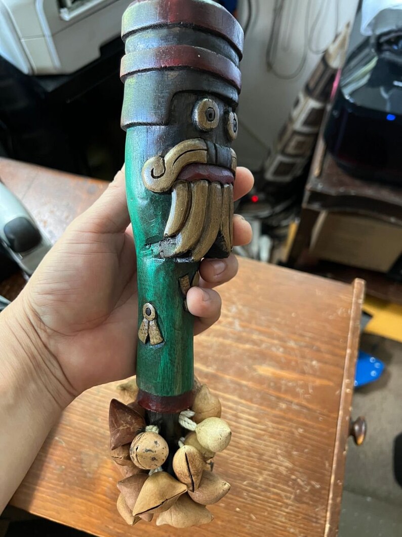 Tlaloc Aztec Dance Rattle 12 Ayoyotes Sonajera - Etsy