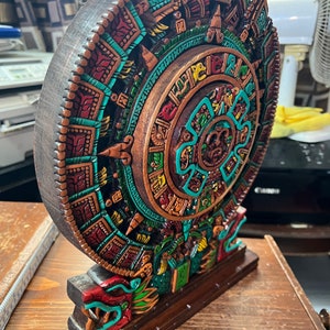 Moveable Aztec Calendar Carved Wood, Mexico, Cedar, Rare, Mexica ...