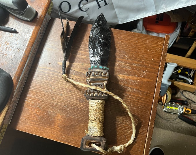 Wood Obsidian House Sacrificial Dagger, Aztec Dagger, Tecpatl, Flint ...