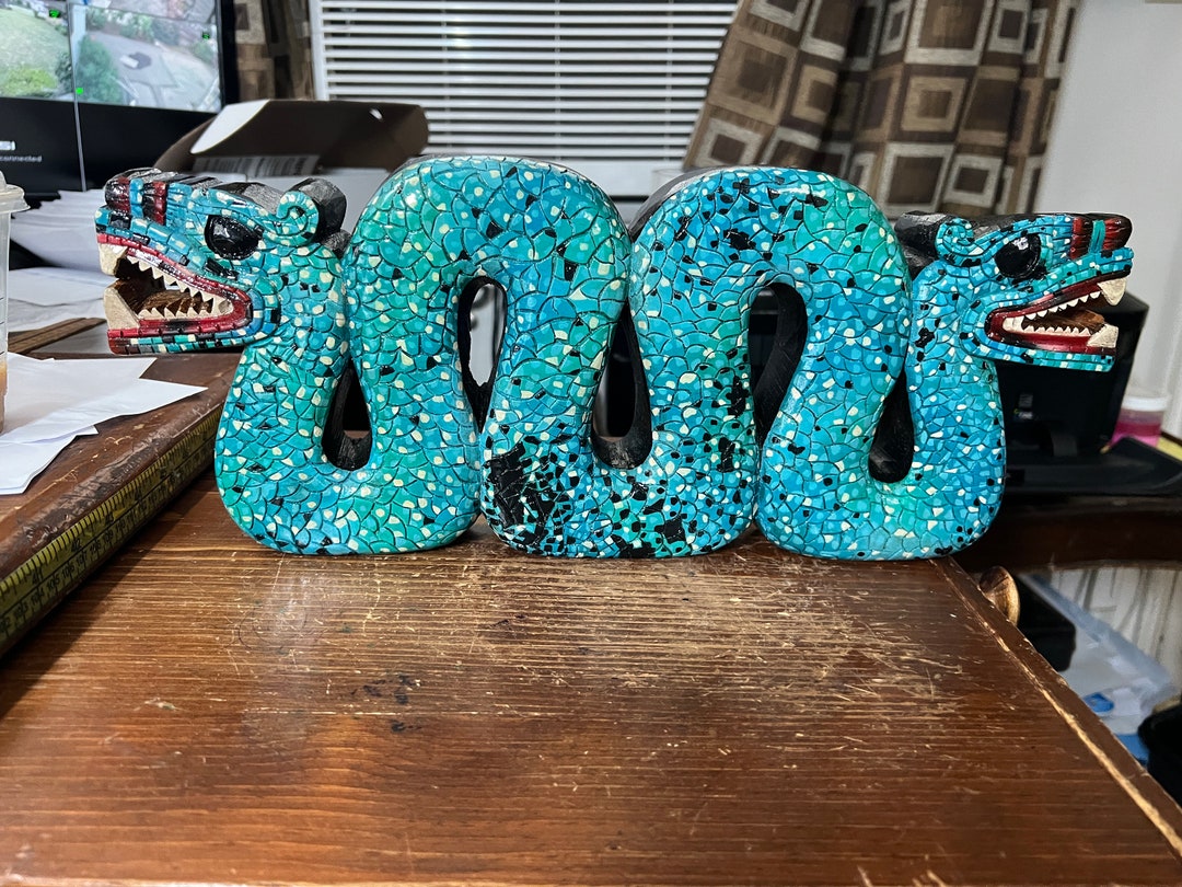 Double Headed Serpent, Maquitzcoatl Aztec Mexica Tribe Wood Carved and ...