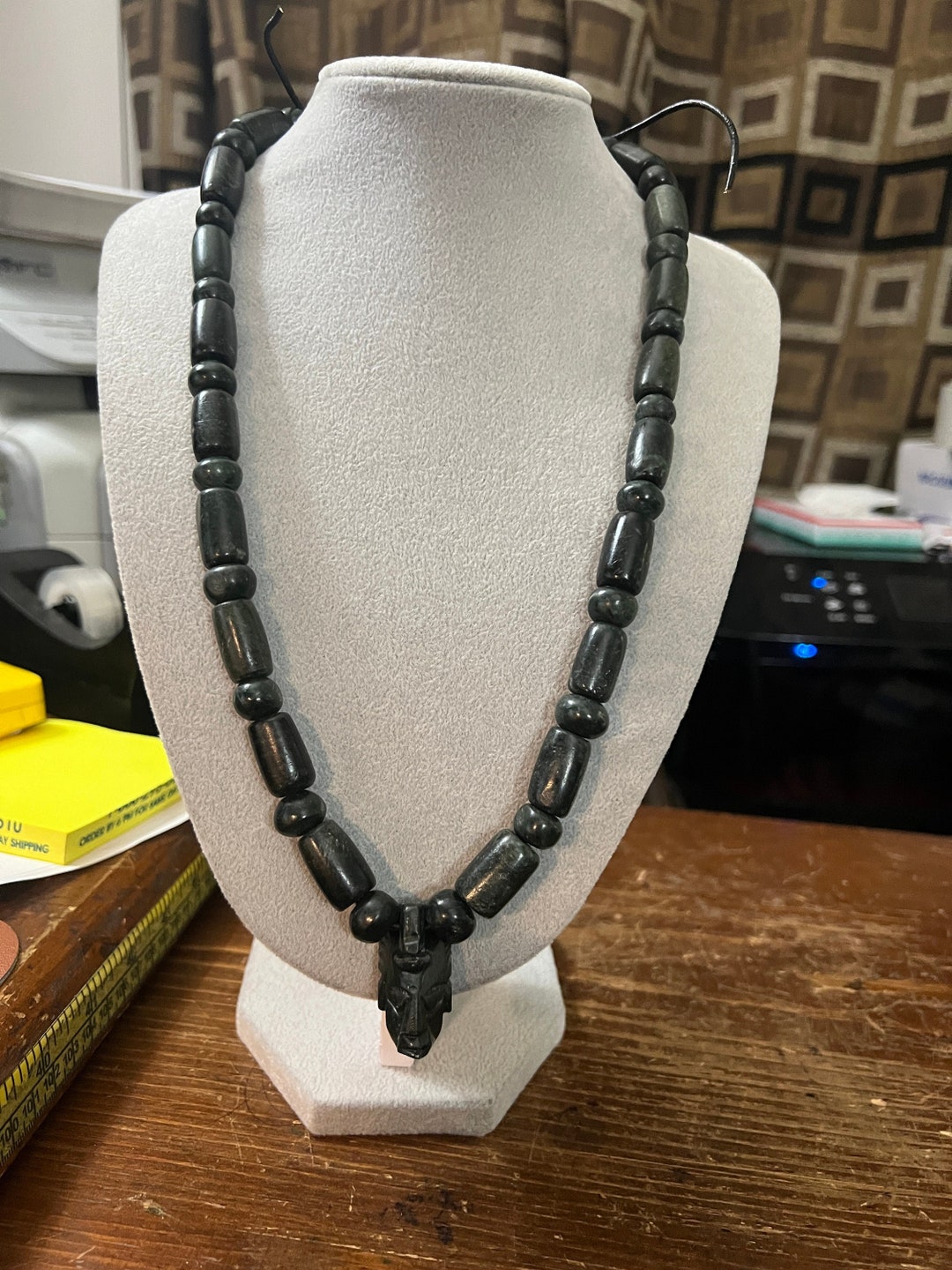 Jade Mayan Face Pendant With Jade Beads, Mayan Jade, Authentic, Real ...