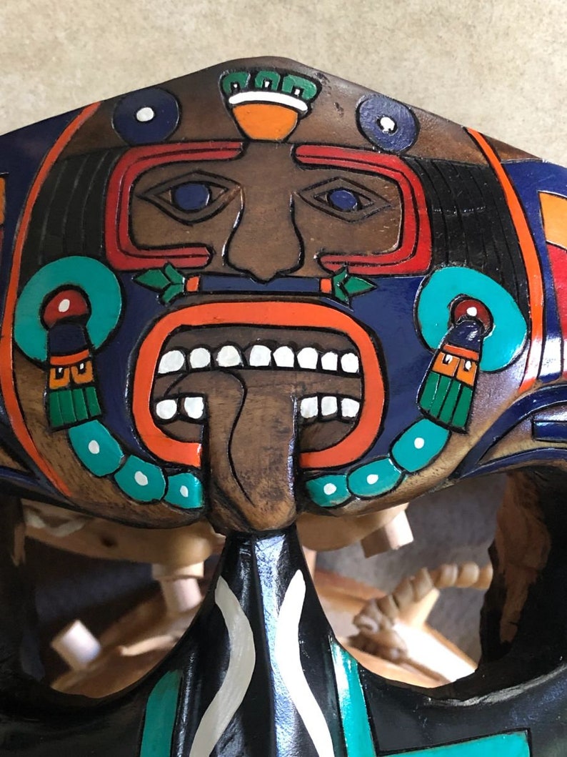 Tonatiuh Aztec Sun God Mask Wood Carved From Mexico - Etsy