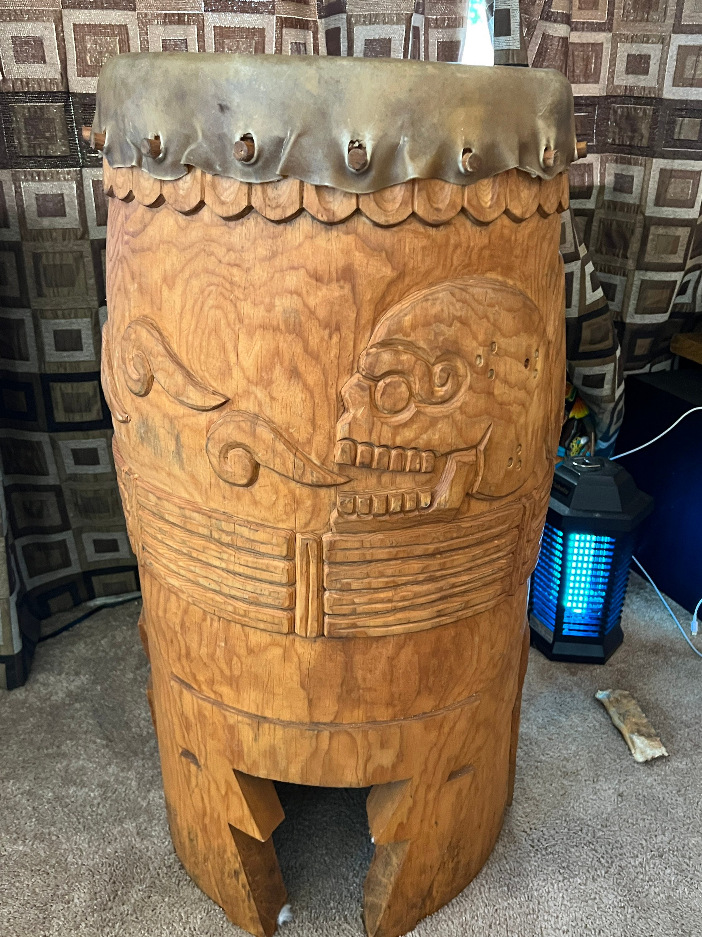 Large Huehuetl Aztec Drum 32 X 16 Quetzalcoatl and - Etsy