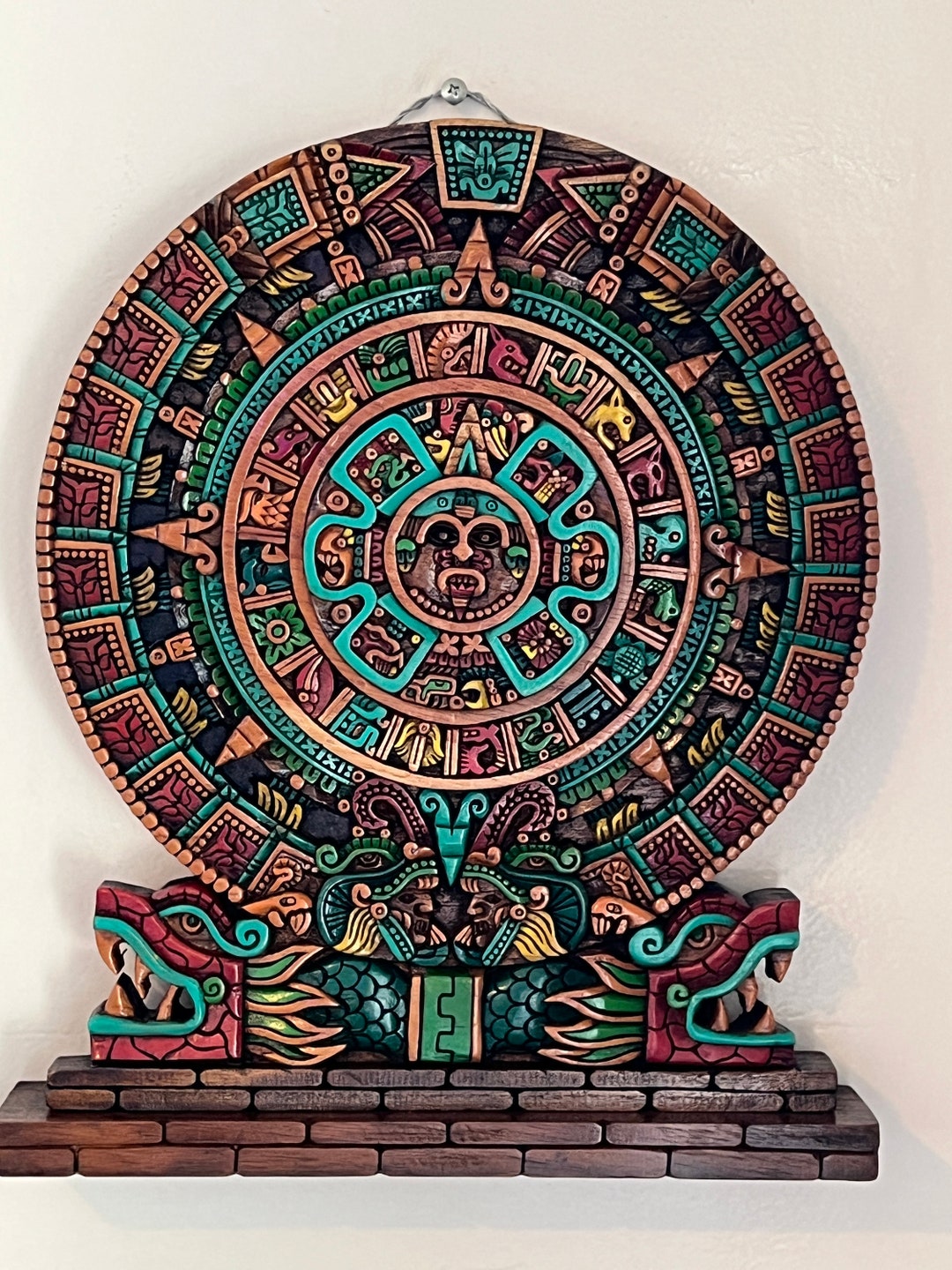 Moveable Aztec Calendar Carved Wood, Mexico, Cedar, Rare, Mexica ...