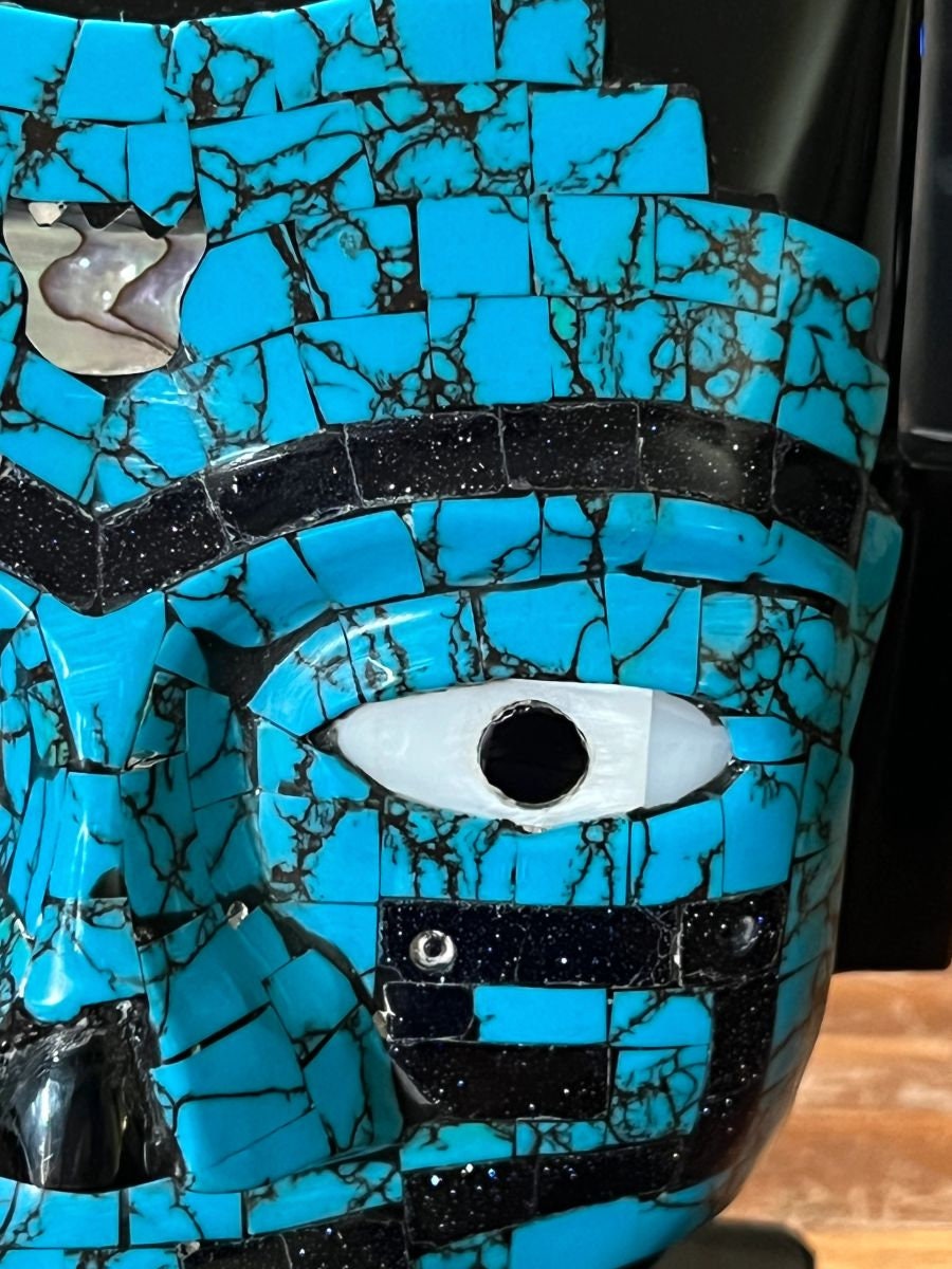 Aztec Death Mask Obsidian Turquoise Mother of Pearl Rare - Etsy