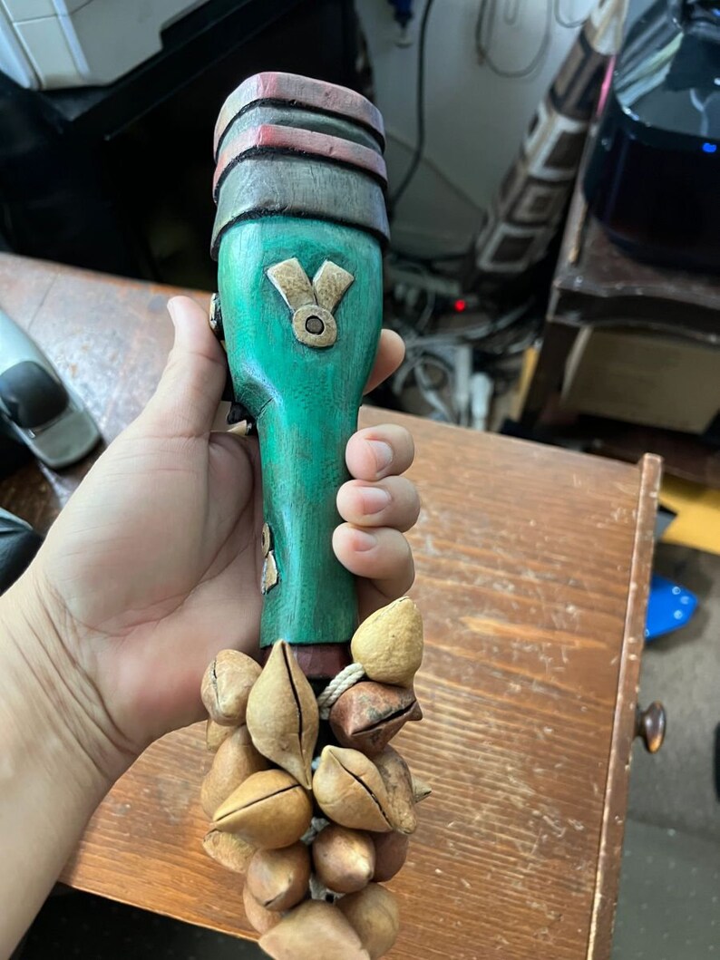 Tlaloc Aztec Dance Rattle 12 Ayoyotes Sonajera - Etsy