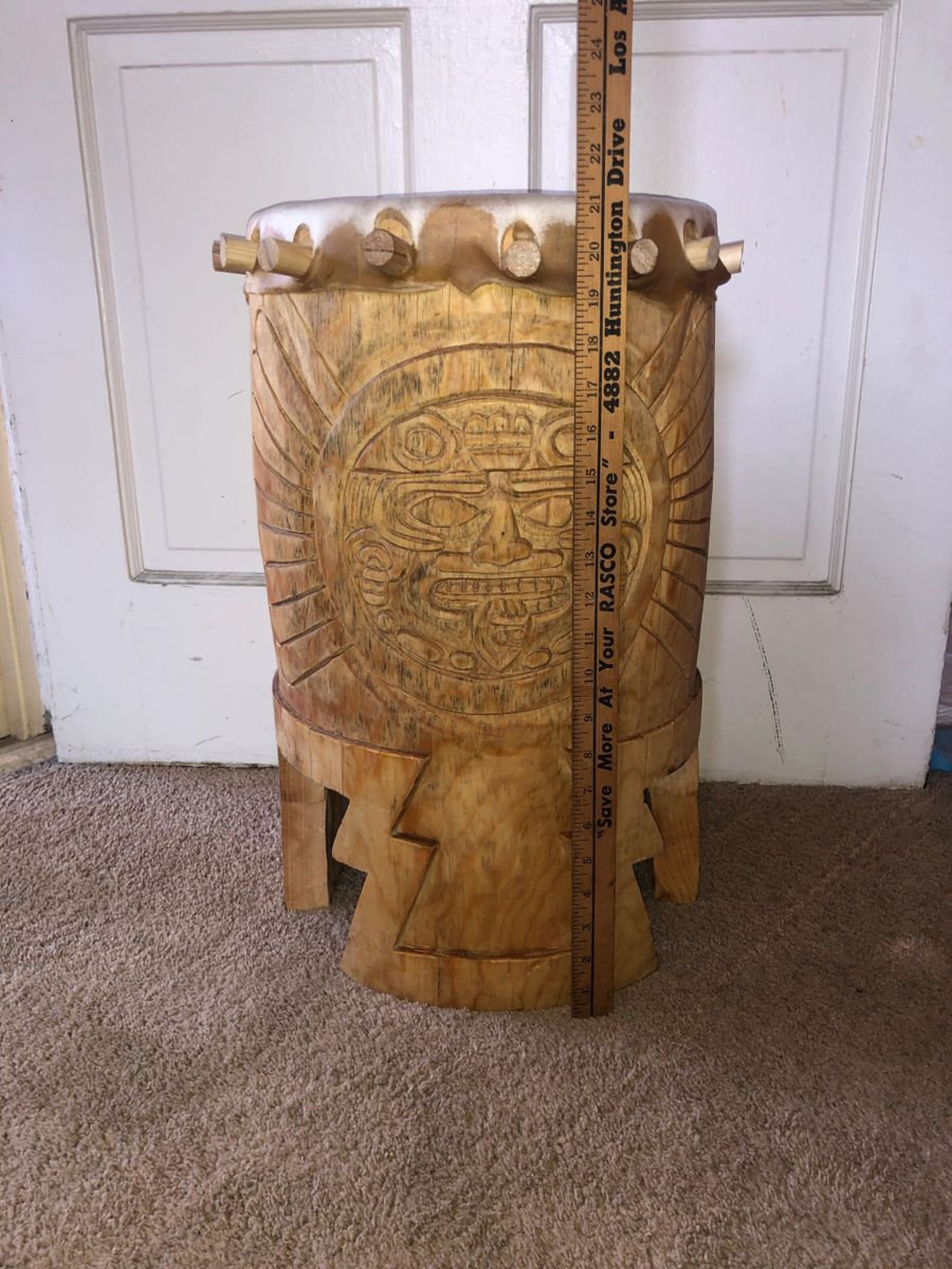 Medium Huehuetl Aztec Drum 21.5 tall by 12.5 | Etsy