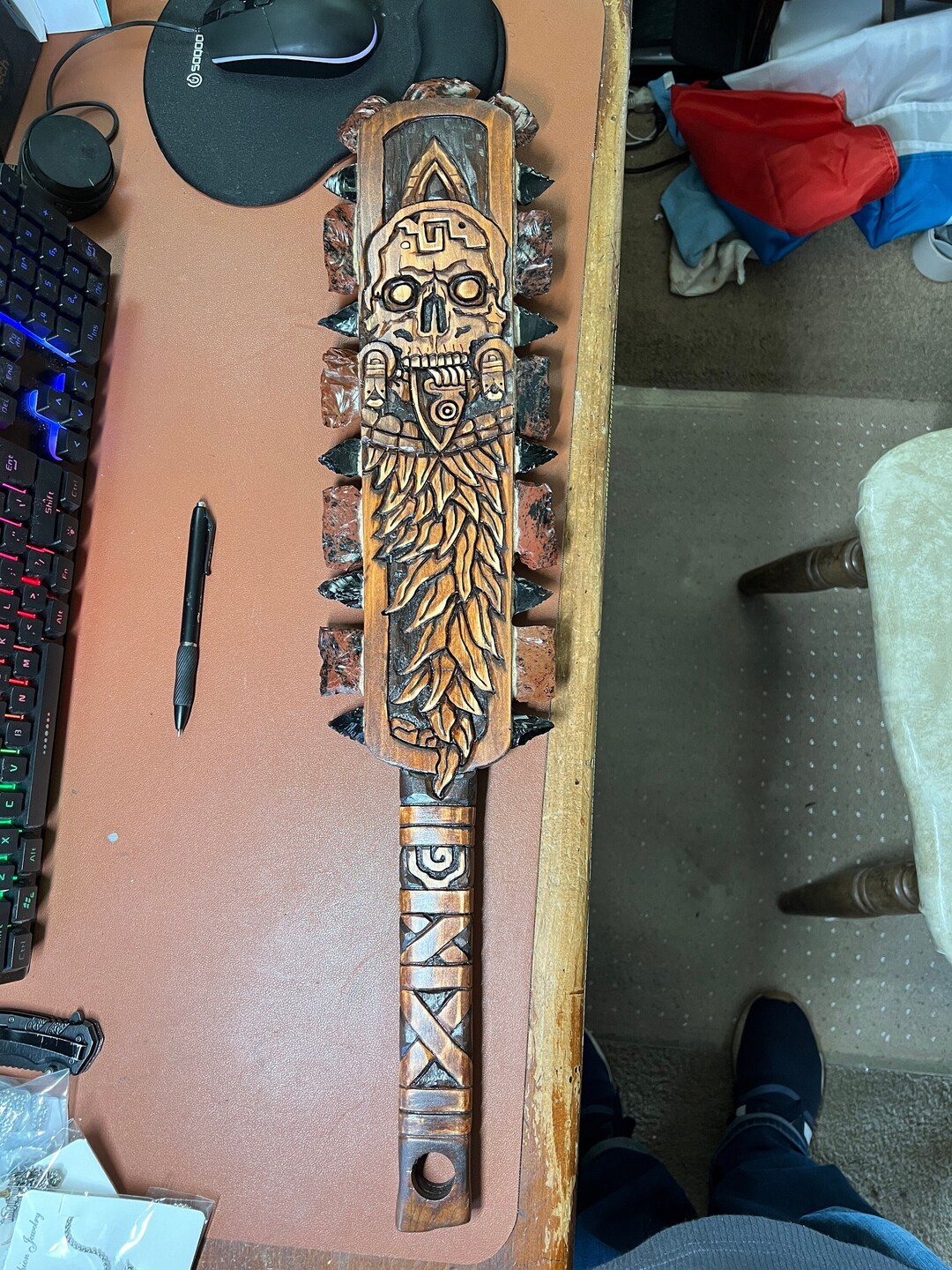 Macuahuitl Aztec Sword Club Ft. Mictlantecuhtli Mexica Gods - Etsy
