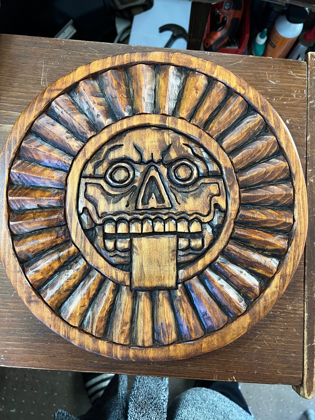 Stone of Death, Piedra De Muerte, Wood Carving, Micltantecuitli, Skull ...