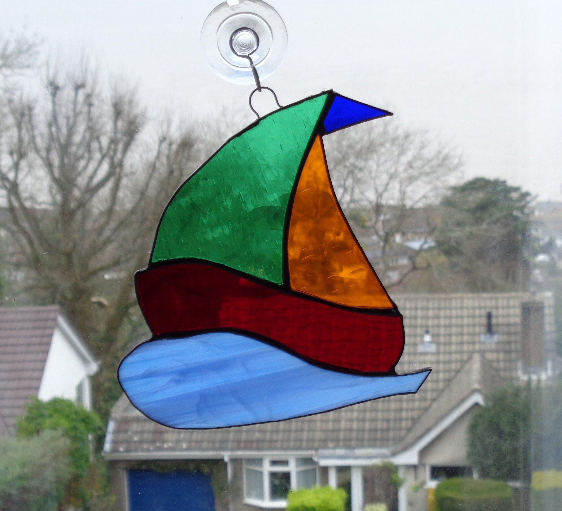 Stained Glass Sailing Boat Suncatcher - Etsy Hong Kong