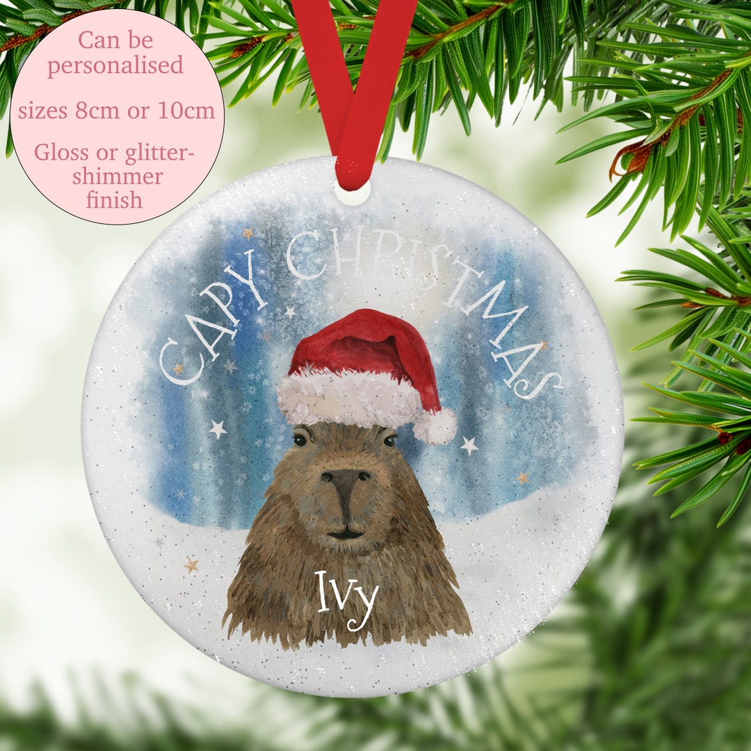 Personalised Capybara Christmas Tree Decoration, Caybara Xmas Ornament ...