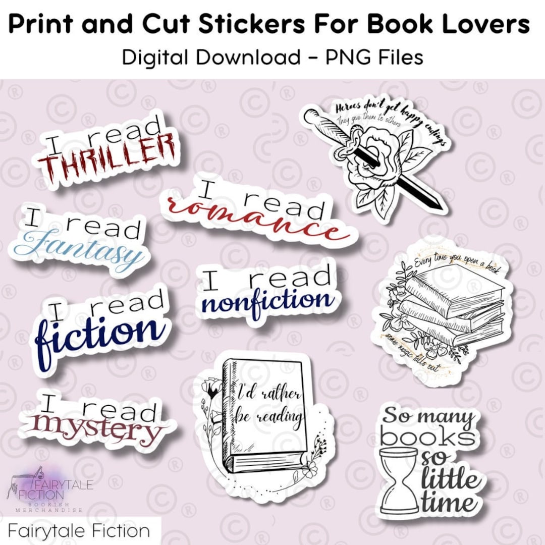 Black and White and Genre Printable Bookish Stickers PNG Stickers Print ...