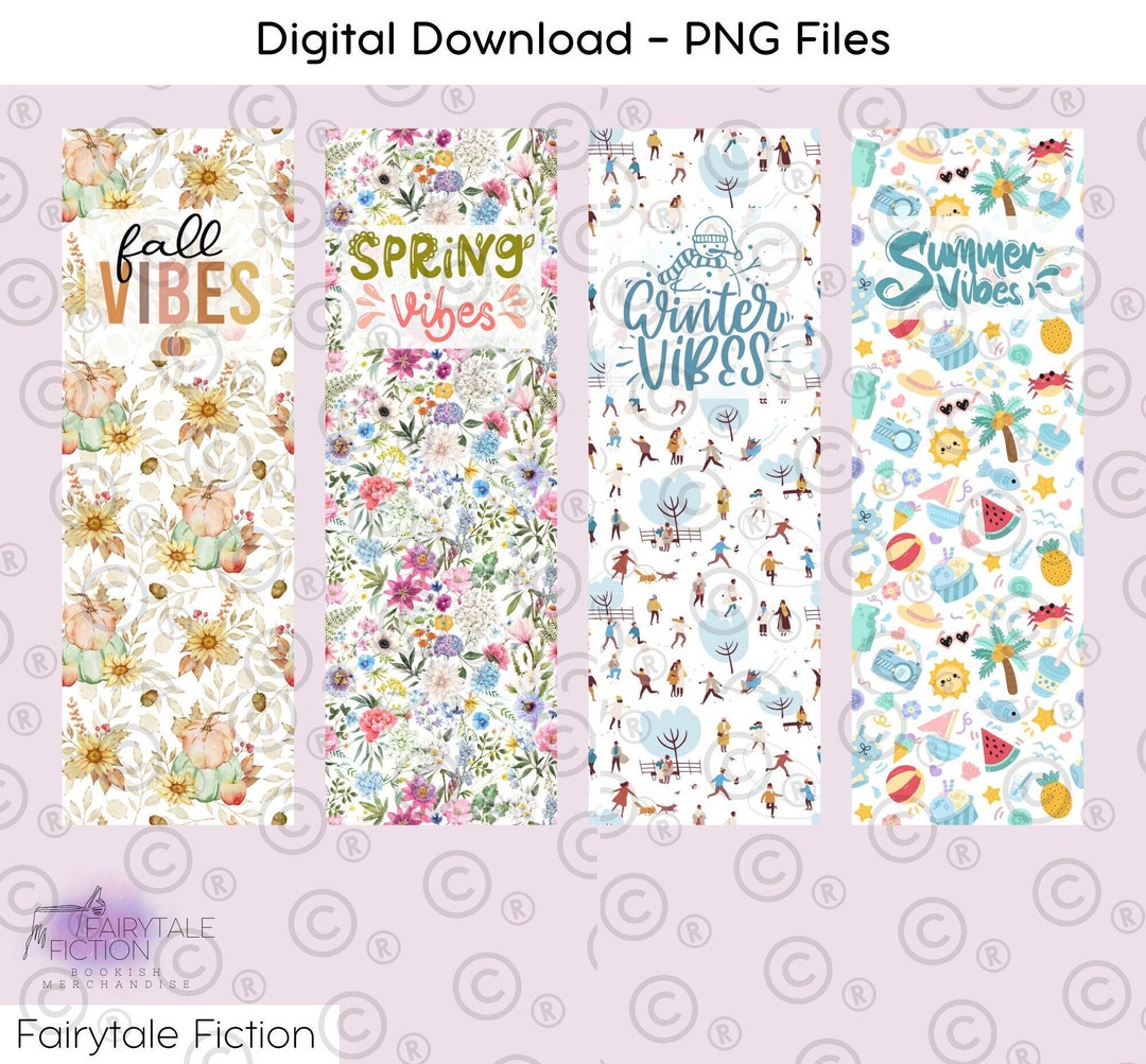 Cute Seasons Bookmark Png's PNG Bookmarks Print & Cut Digital Download ...