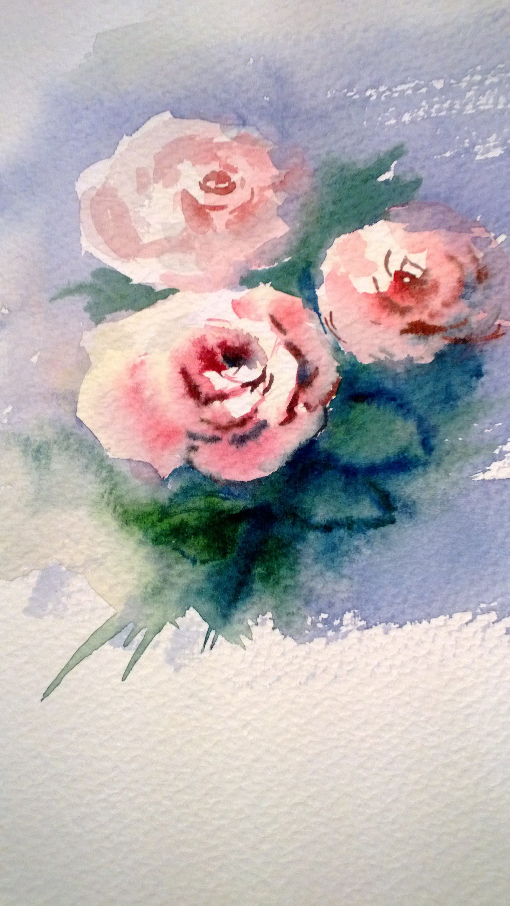Sweetheart Roses in Sunlight A4, Watercolour, Contemporary Art Littlecl ...
