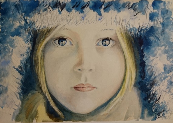 Winter Girl Face Snow Artist Watercolour Paper A3 Mother's - Etsy