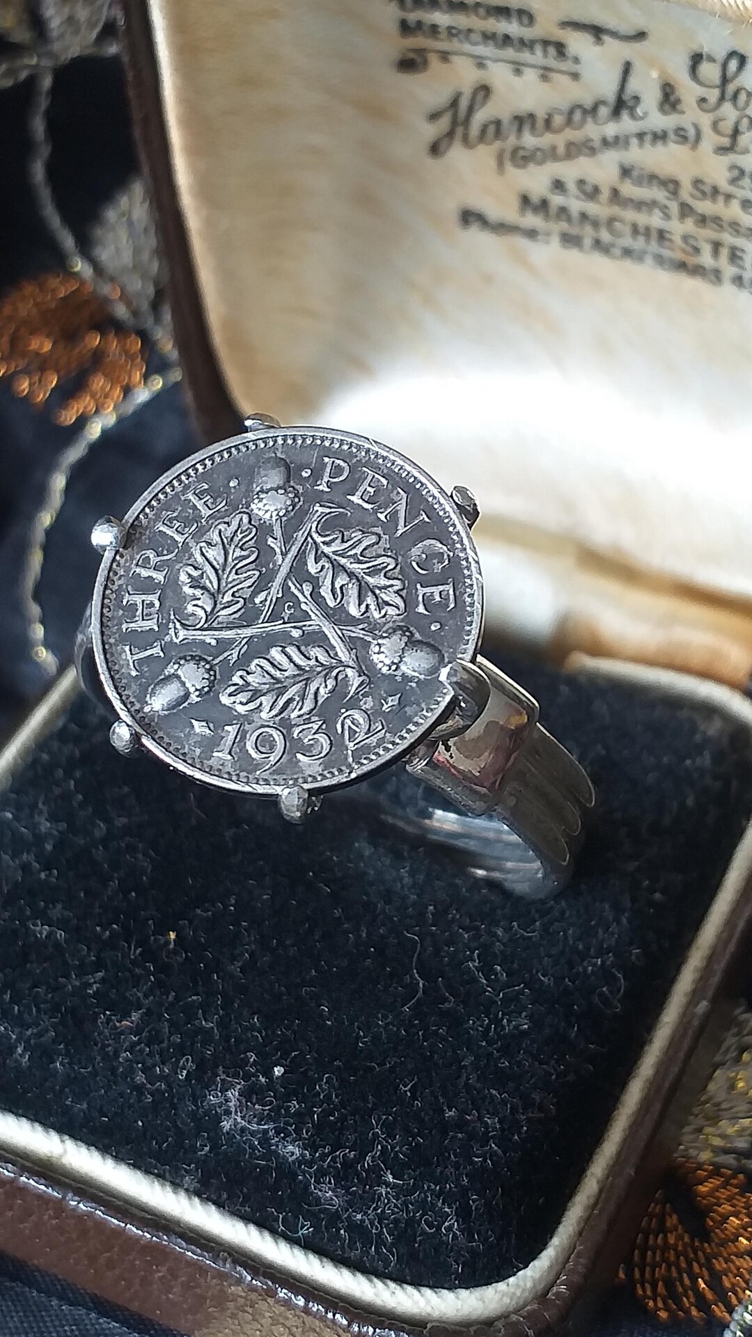 Antique Vintage 1932 Solid Silver Coin Ring Signet , Large Size UK Z+1 ...