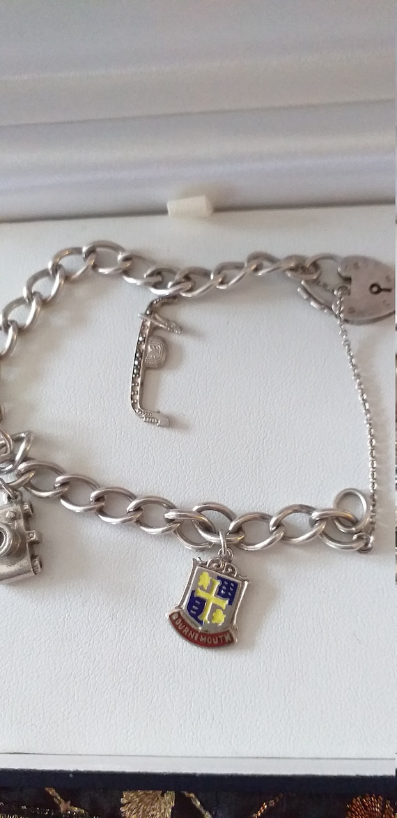 Heavy Vintage 1960-S Sterling Silver 925 Charm Bracel… - Gem