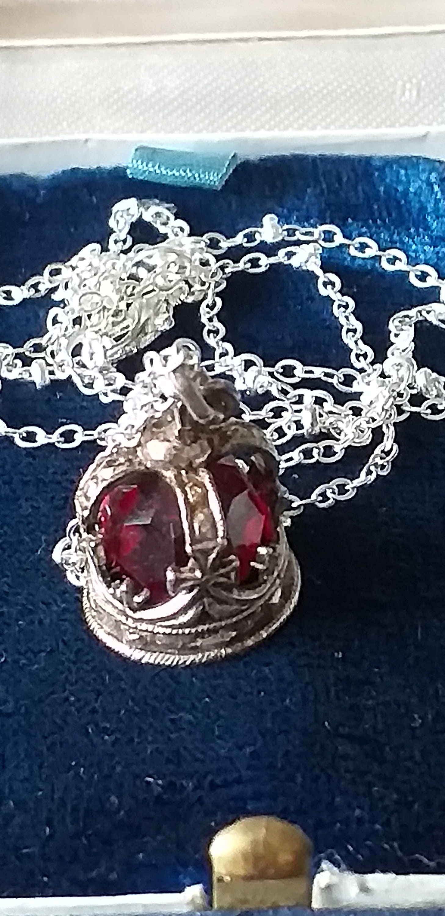 Antique Vintage 1950-s Sterling Silver Queen Crown Pendant on Chain ...
