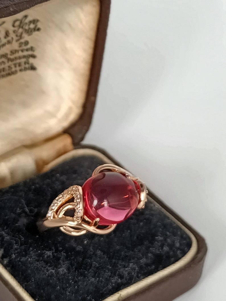 Vintage 14CT Rolled Gold Ruby Ring - UK Size N US 6 3/4 -hallmarked ...