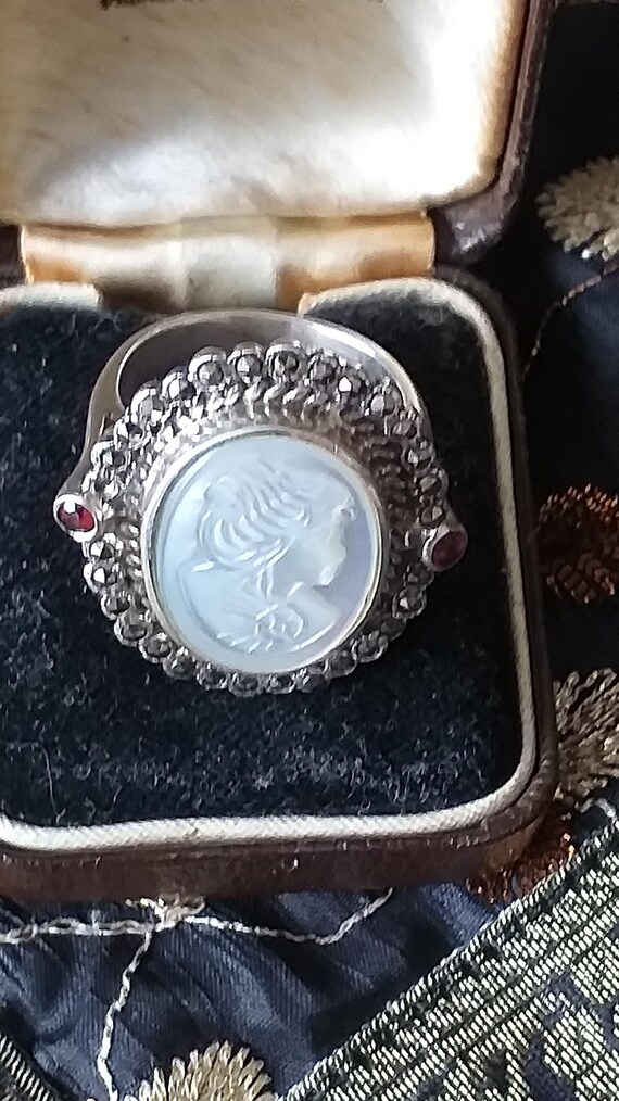 Antique Vintage 1917 Glasgow Hallmarks Big Cameo Silv… - Gem