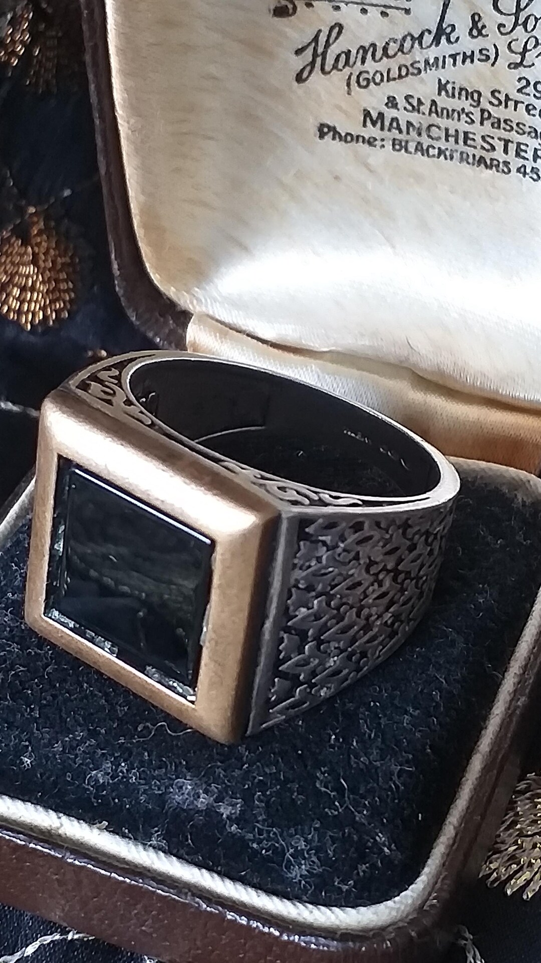 Vintage 2005 Birmingham Hallmarks Silver Onyx Huge Solid Signet Ring UK ...