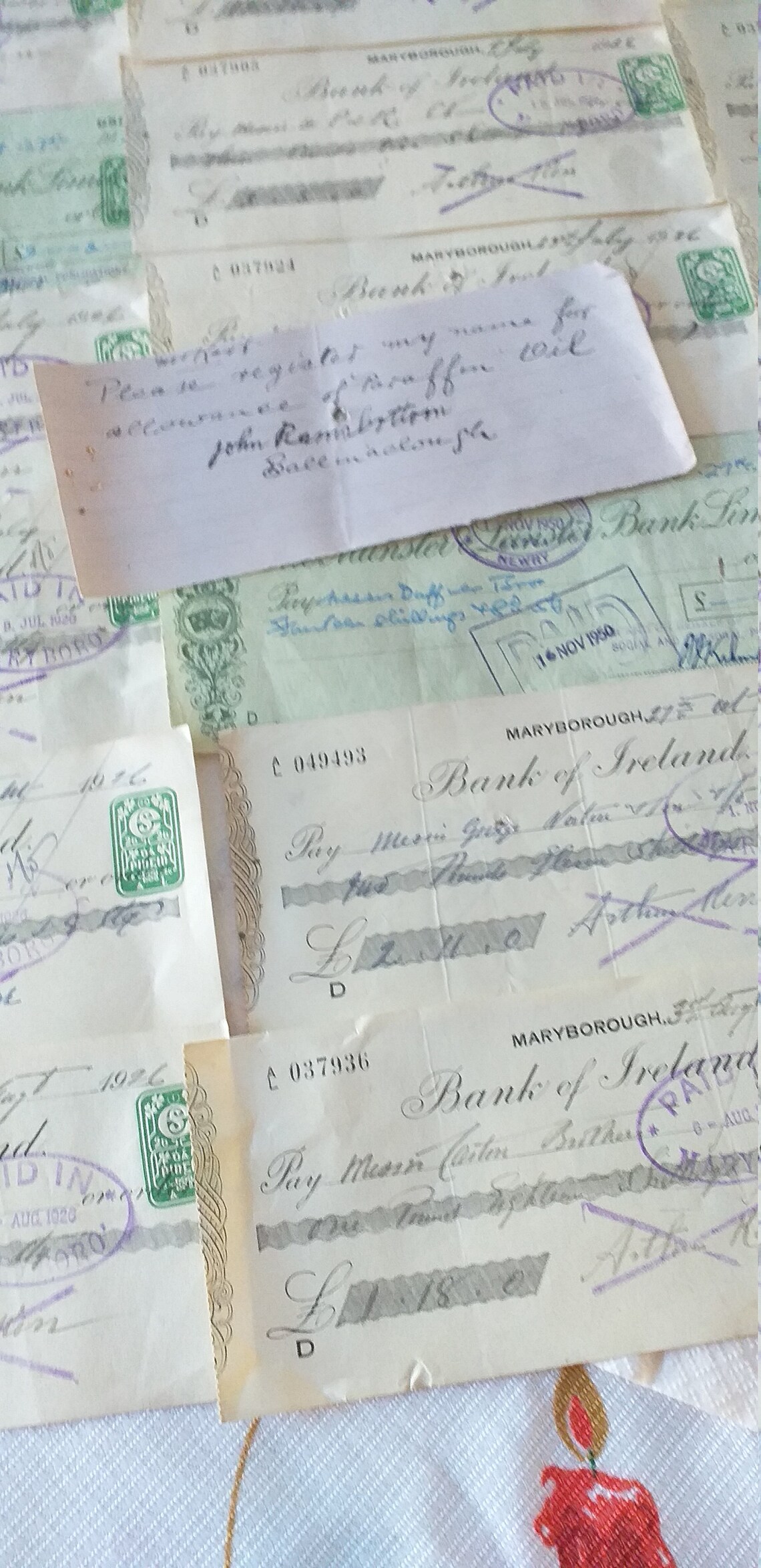 Old Irish Cheques Job Lot of 17 Cheques Most 1920-s, Bank of Ireland ...