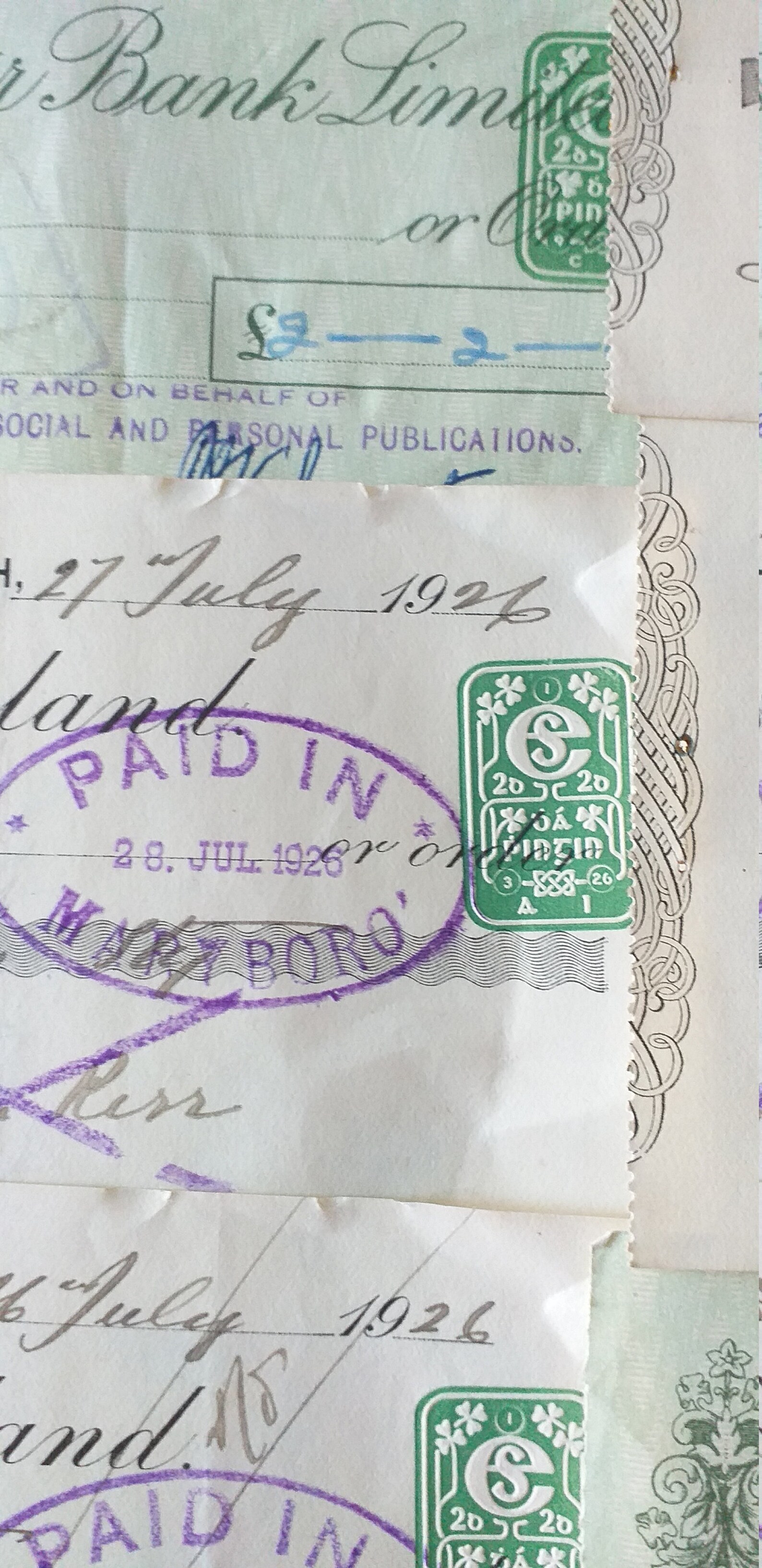 Old Irish Cheques Job Lot of 17 Cheques Most 1920-s, Bank of Ireland ...
