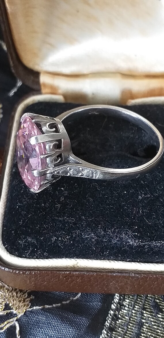 Antique Vintage 1980-s Large Pink Zircon Sterling Sil… - Gem