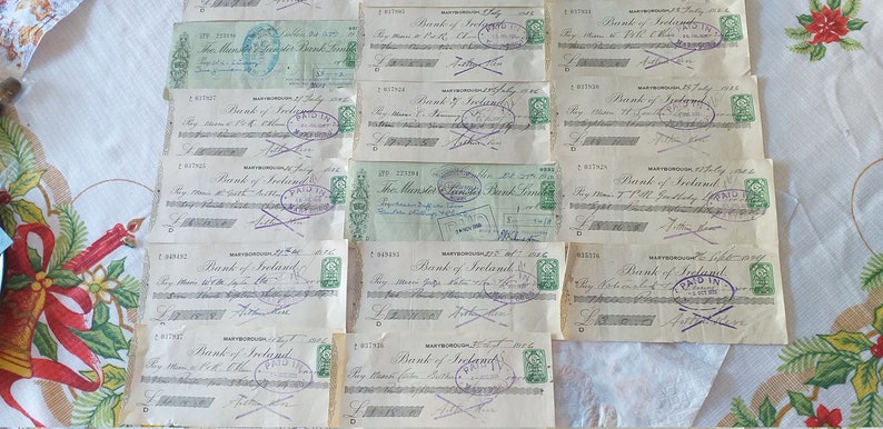 Old Irish Cheques Job Lot of 17 Cheques Most 1920-s, Bank of Ireland ...