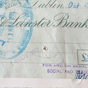 Old Irish Cheques Job Lot of 17 Cheques Most 1920-s, Bank of Ireland ...
