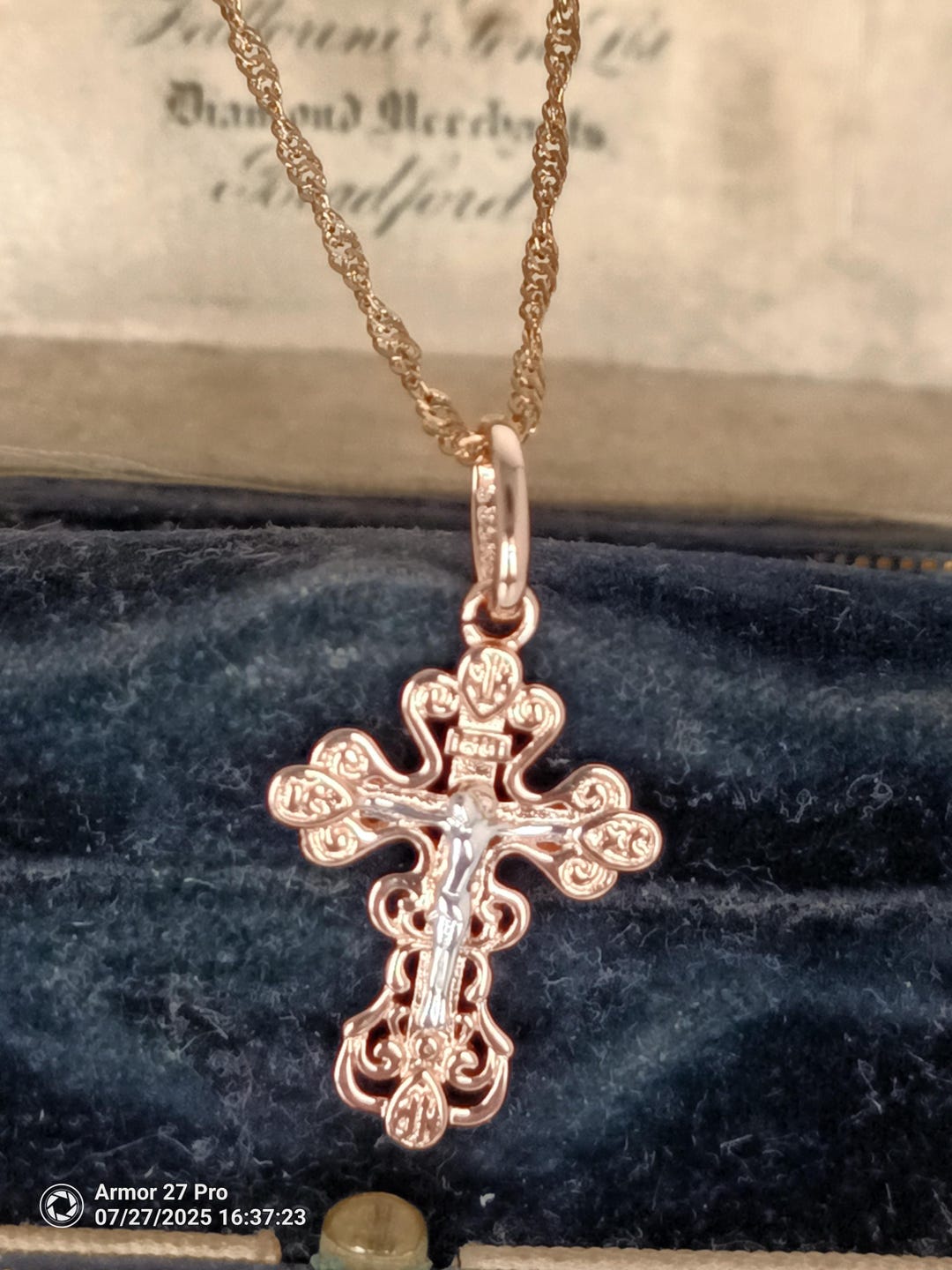 Vintage 1990-s 14 CT Rolled Gold Cross Pendant on Chain-hallmarked 585 ...