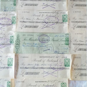 Old Irish Cheques Job Lot of 17 Cheques Most 1920-s, Bank of Ireland ...