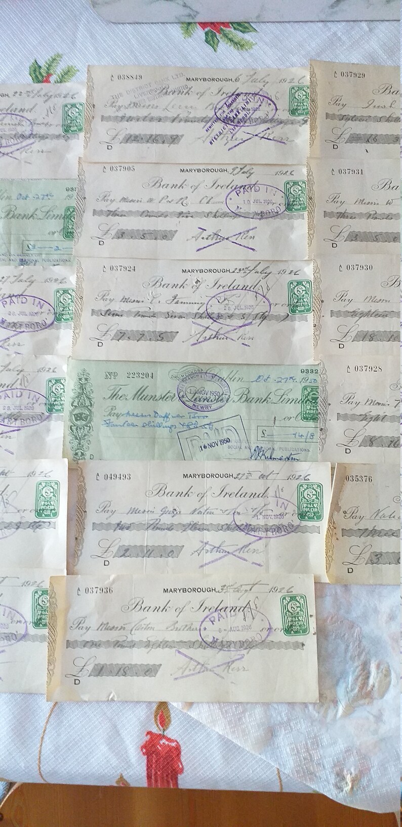 Old Irish Cheques Job Lot of 17 Cheques Most 1920-s, Bank of Ireland ...