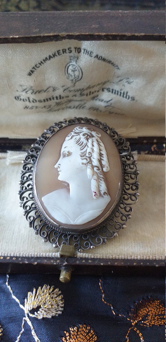 Antique Vintage Victorian Large Cameo Sterling Silver… - Gem