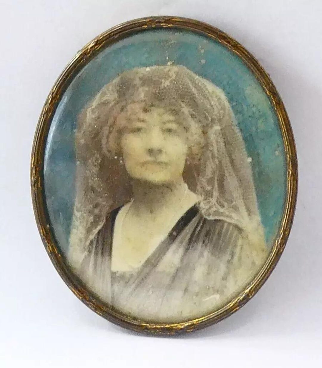 Antique Vintage 1890-s Late Victorian Hand Painted Portrait in Original ...