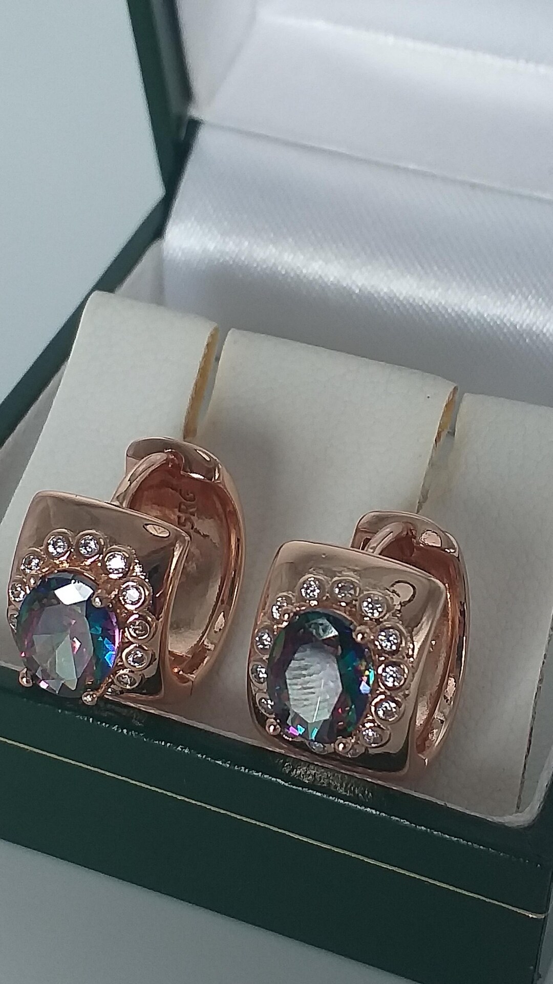 Vintage 1990-s 14 Ct Rolled Gold Mystic Topaz and Zircons Earrings ...