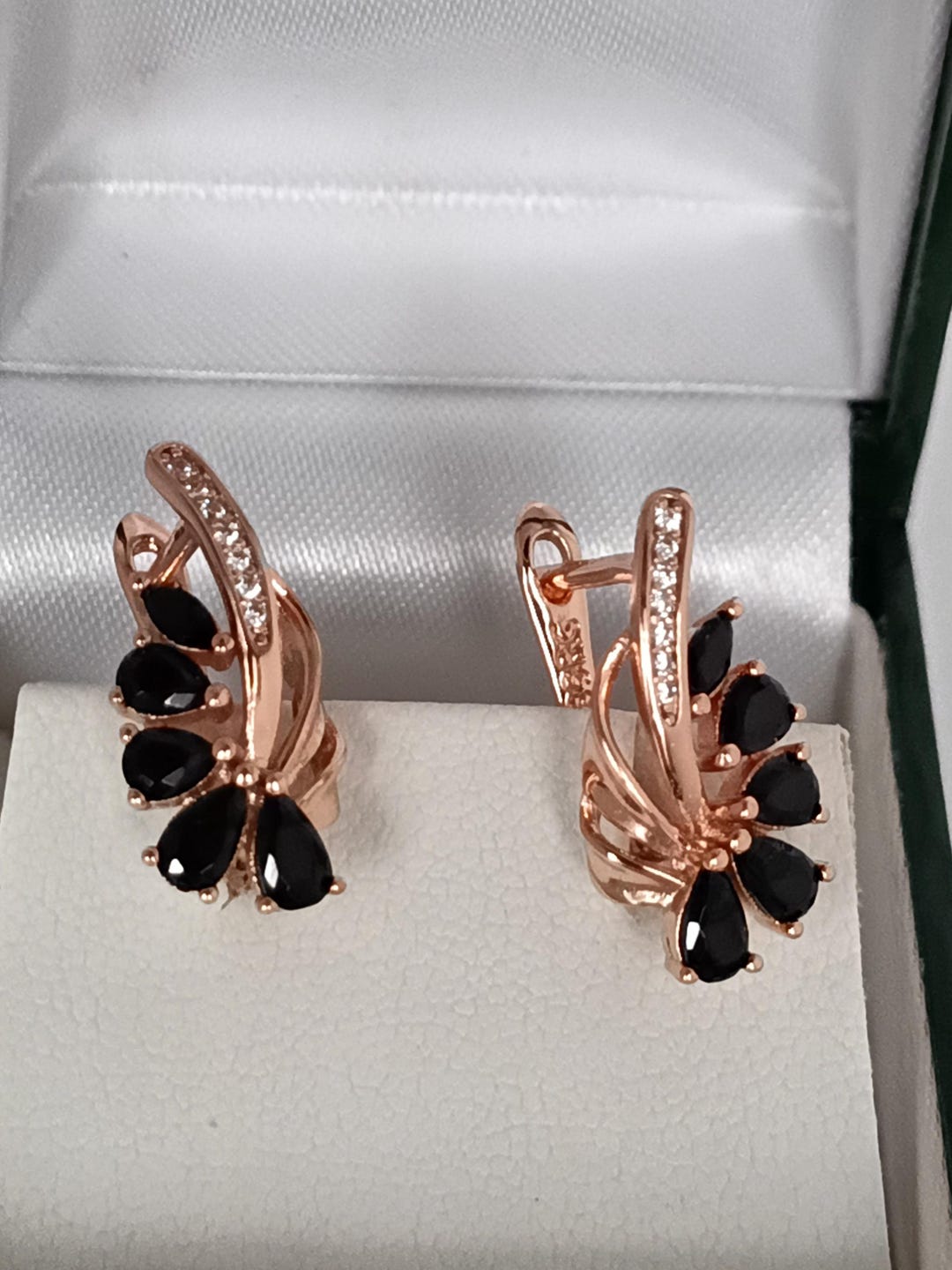 Vintage 1990-s 14 Ct Rolled Gold Black Onyx/ Zircons Earrings ...
