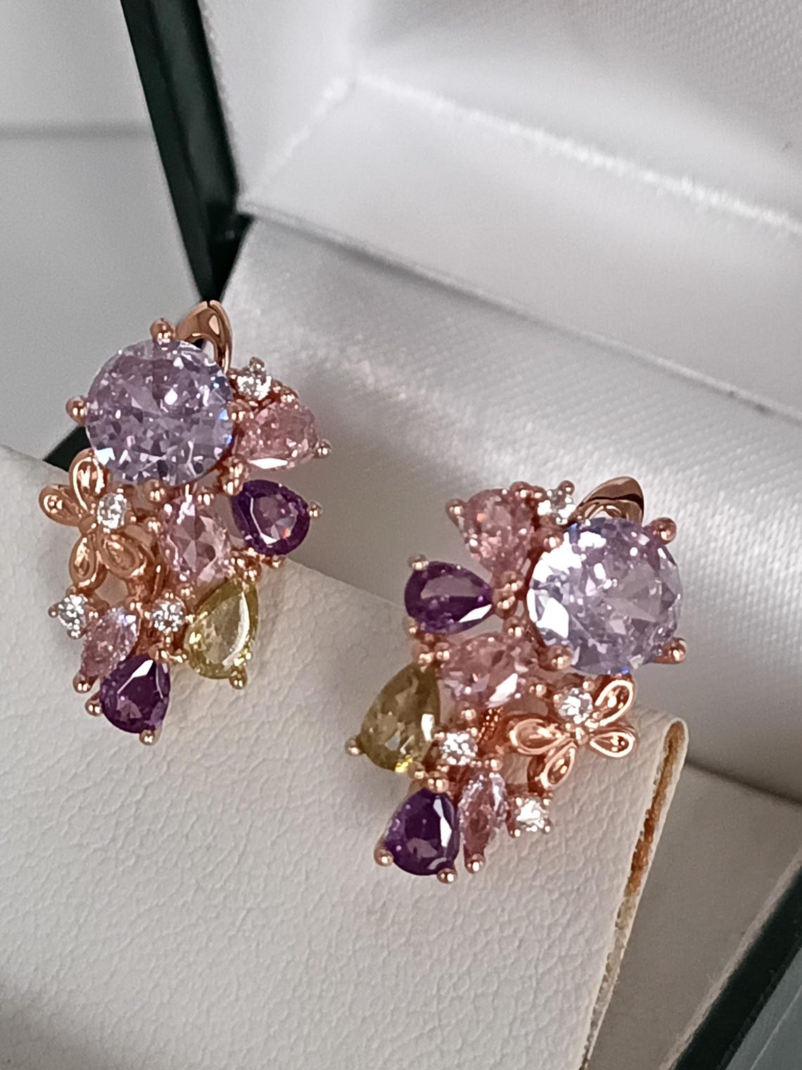Vintage 1990-s 14 Ct Rolled Gold Amethyst Multicolor Earrings ...