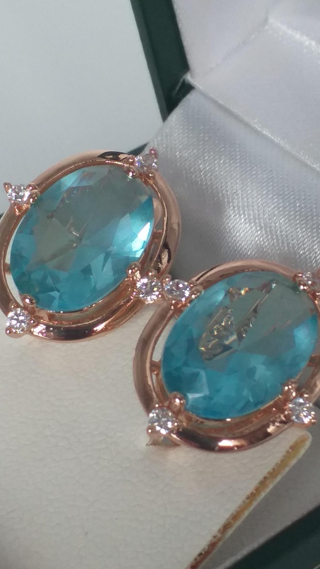 Vintage 1990-s 14 Ct Rolled Gold Large Aquamarine/ Zircon Earrings ...