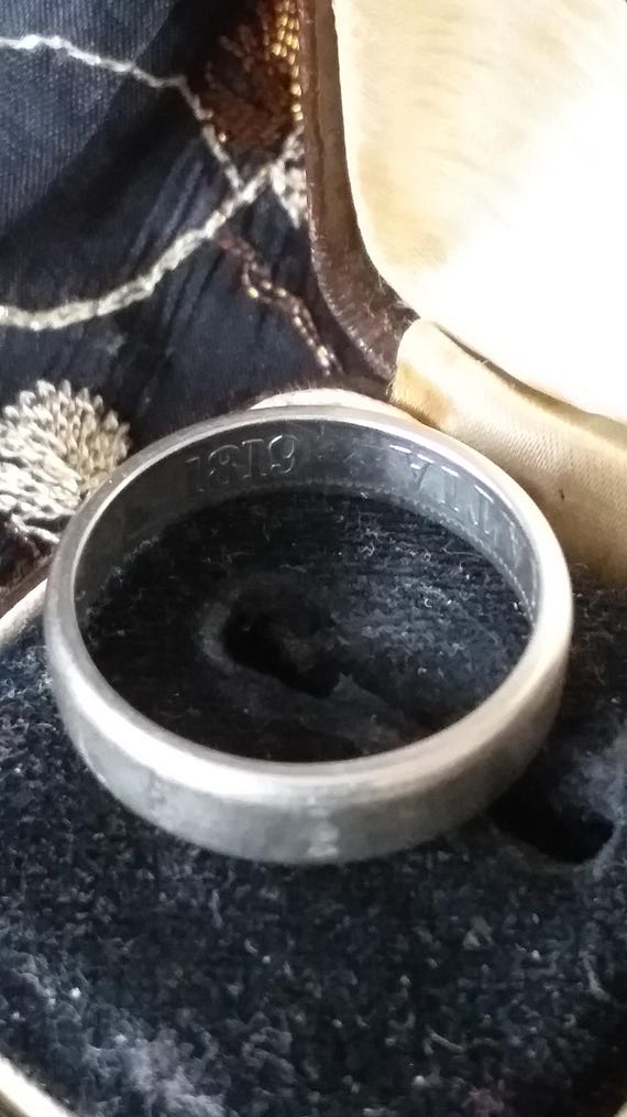 Antique Vintage 1819 Coin Silver Band Ring Size UK T … - Gem