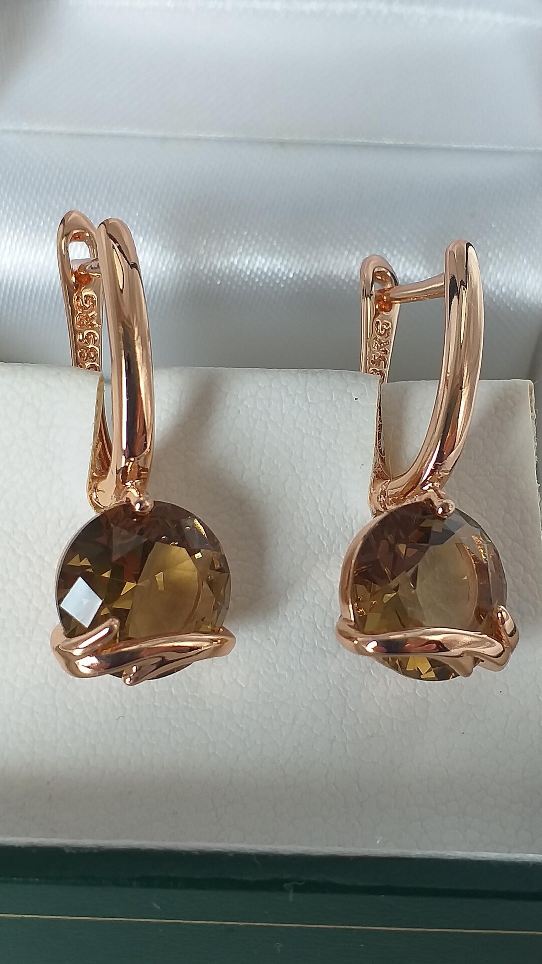 Vintage 1990-s 14 Ct Rolled Gold Large Brown Topaz Earrings-hallmarked ...