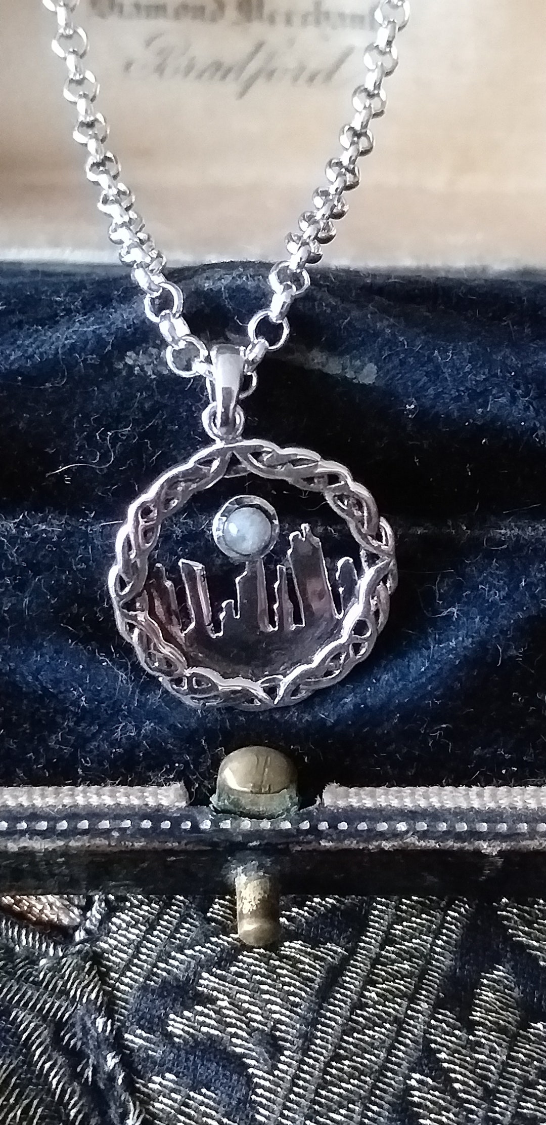 OUTLANDER Inspired STANDING STONES Silver Pendant 'with Moonstone' 18 ...