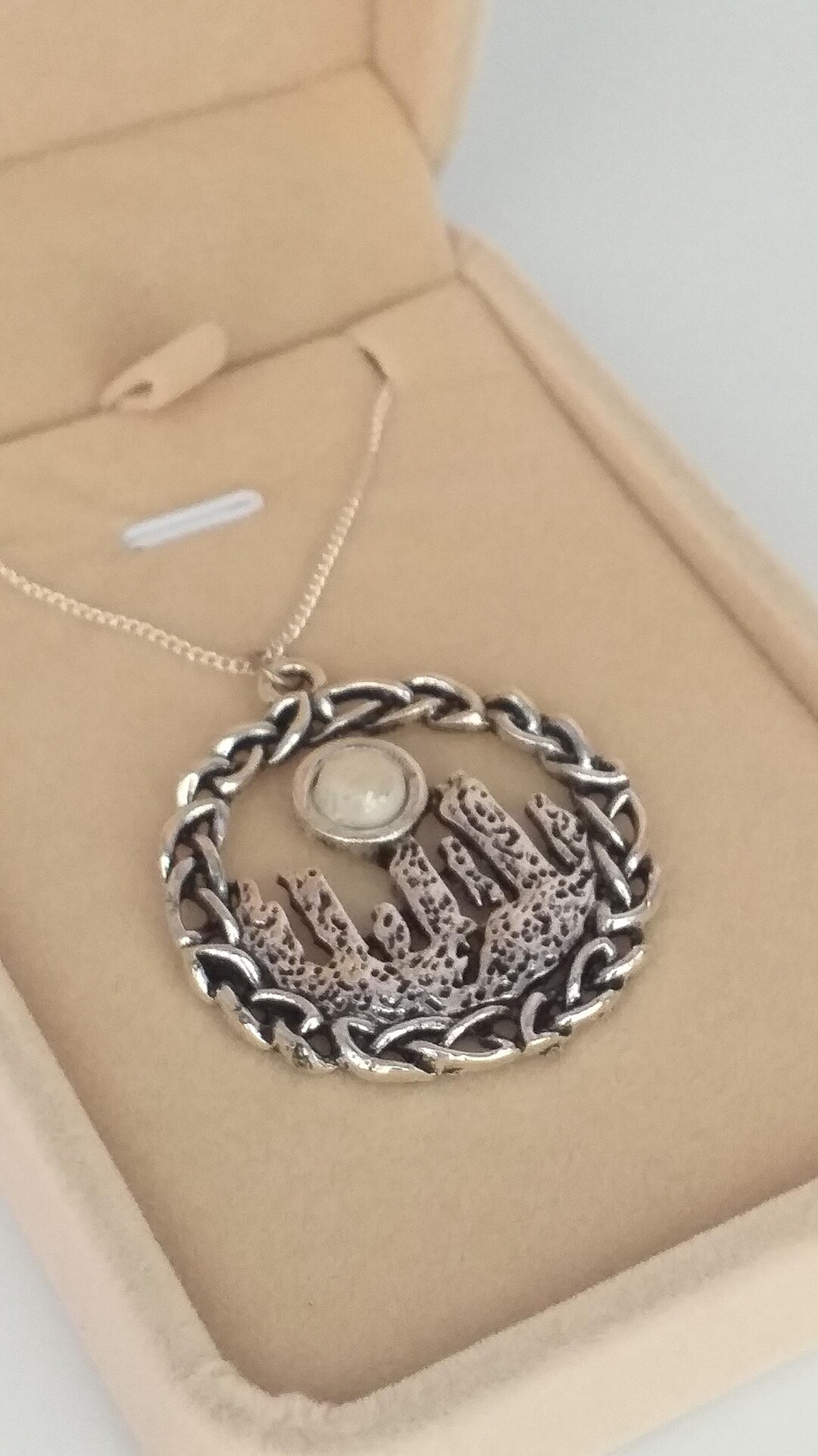 OUTLANDER Inspired STANDING STONES Silver Pendant 'with Moonstone ...